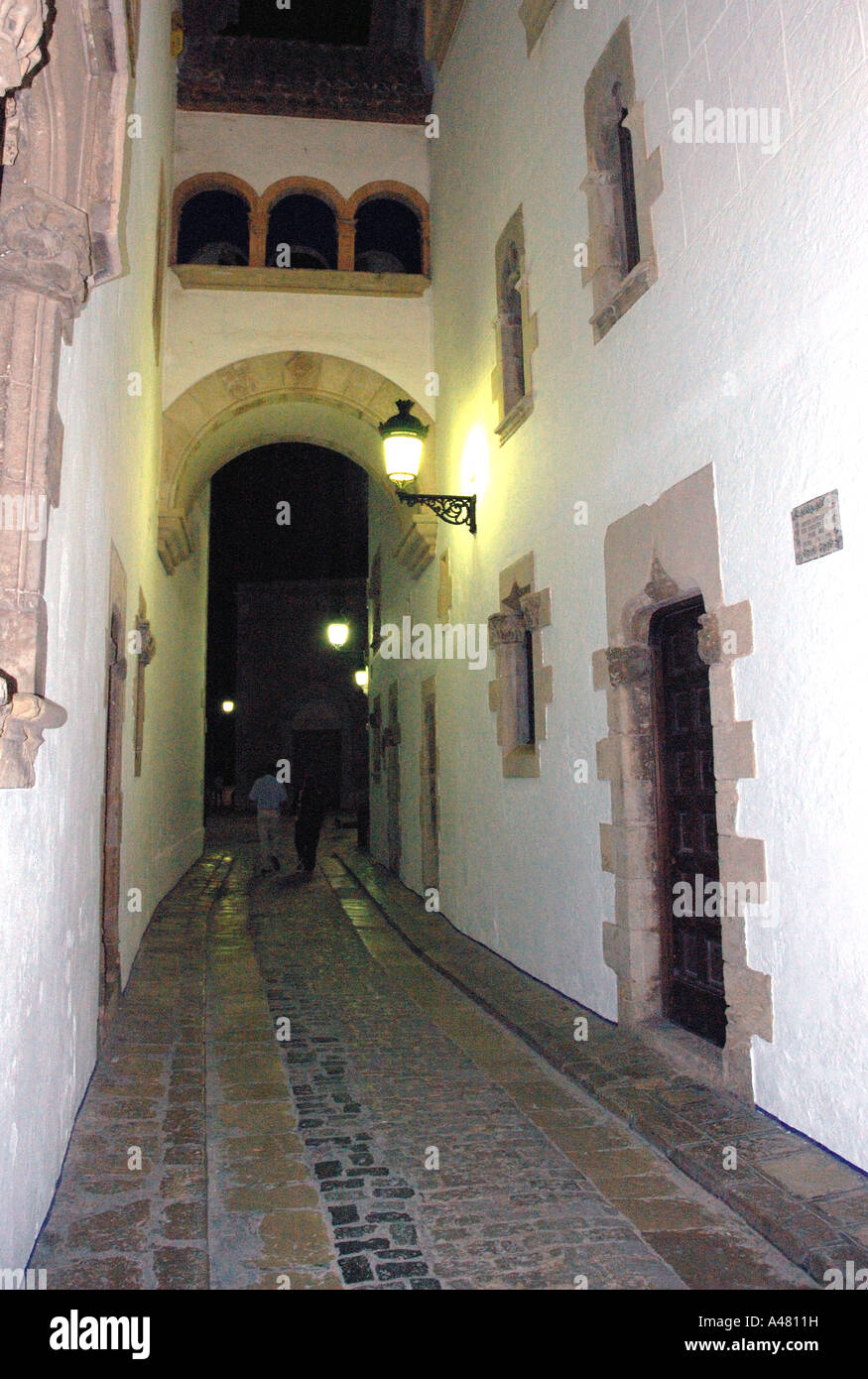 Characteristic view of white buildings old town barri antic Sitges ...