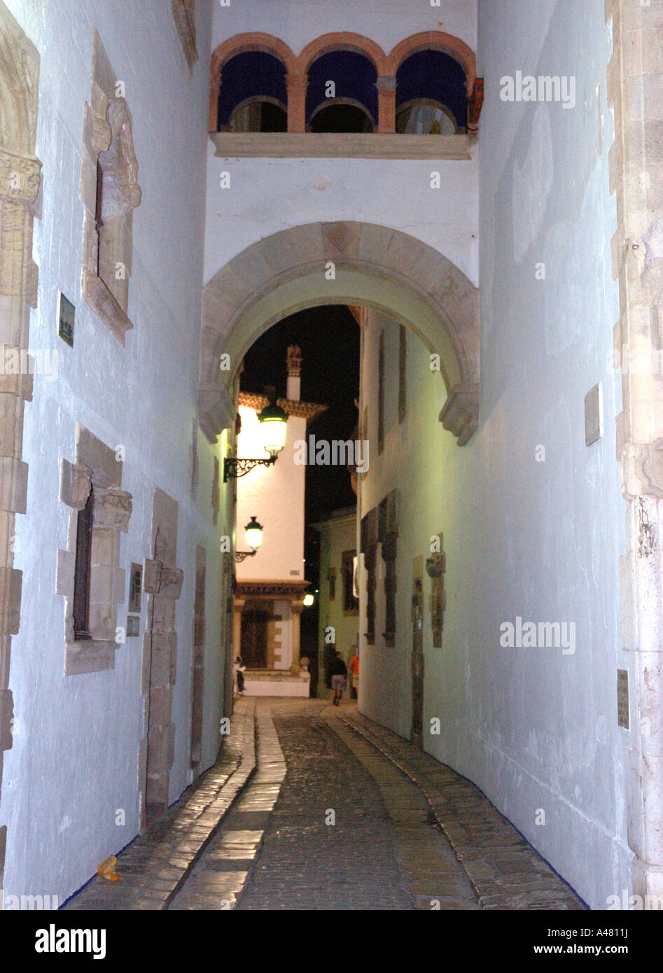 Characteristic view of white buildings old town barri antic Sitges ...