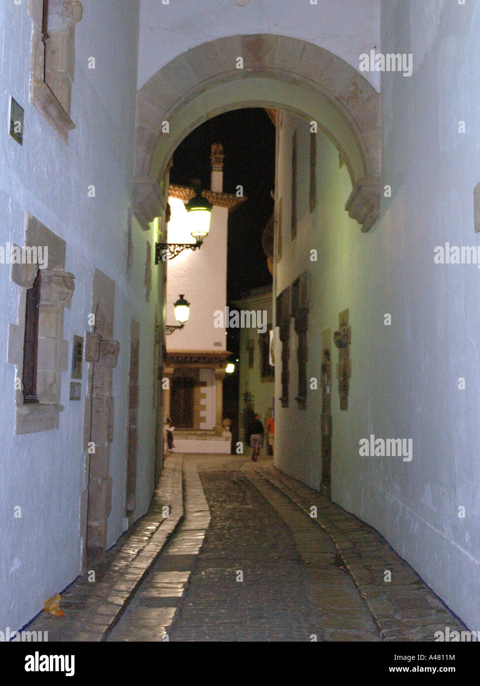 Characteristic view of white buildings old town barri antic Sitges ...