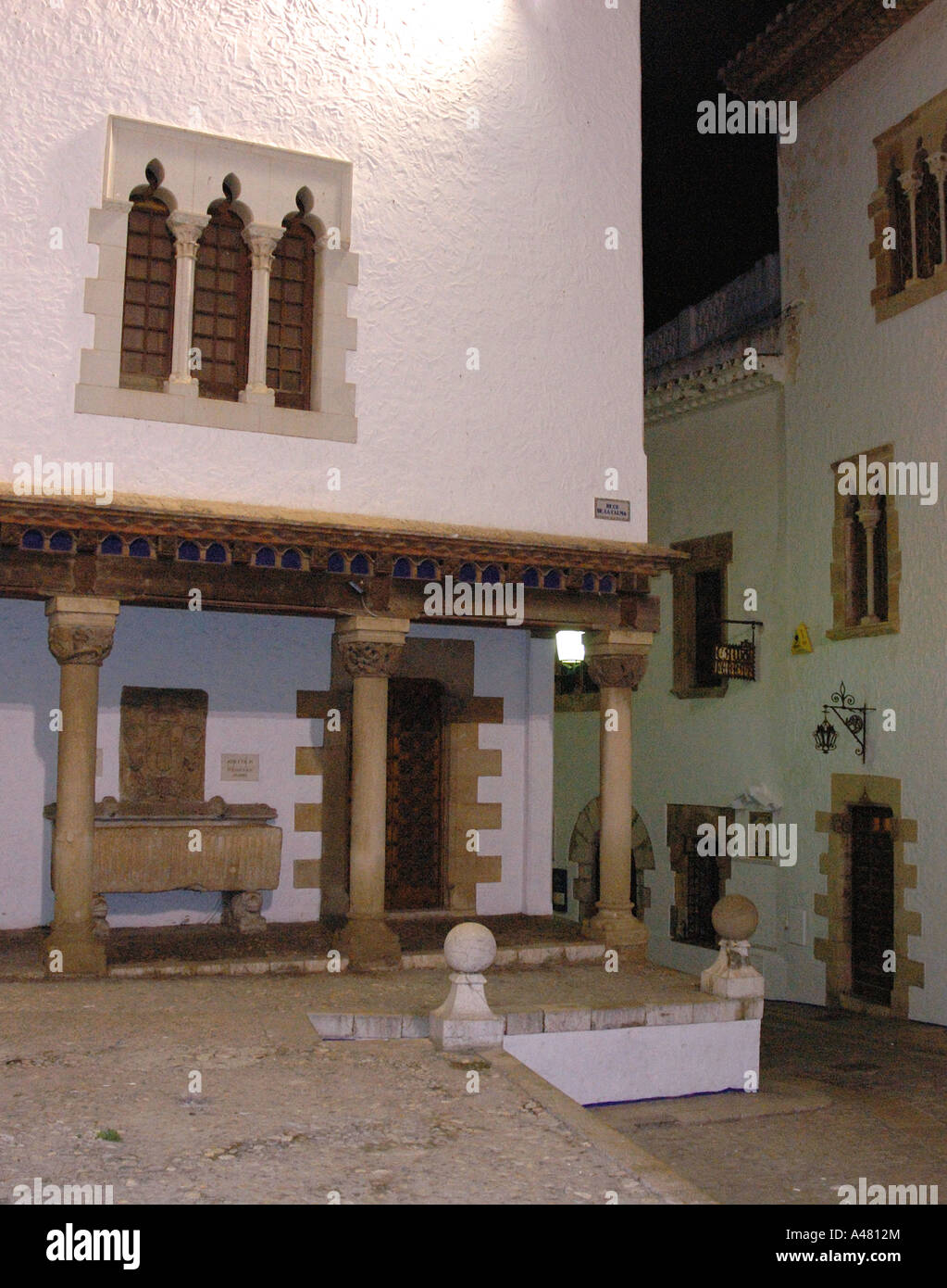 Characteristic view of white buildings old town barri antic Sitges ...
