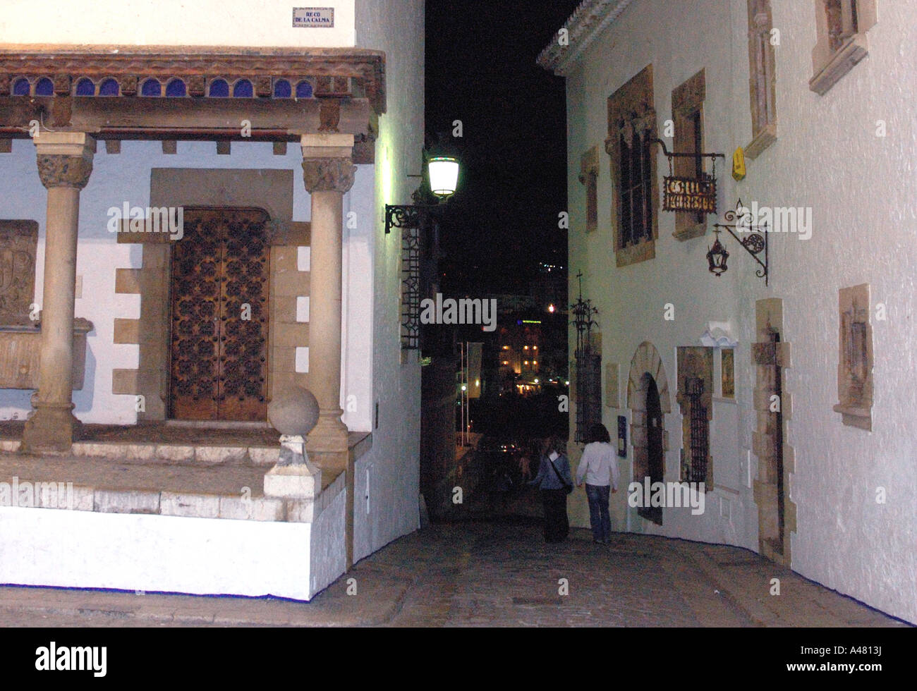 Characteristic view of white buildings old town barri antic Sitges ...