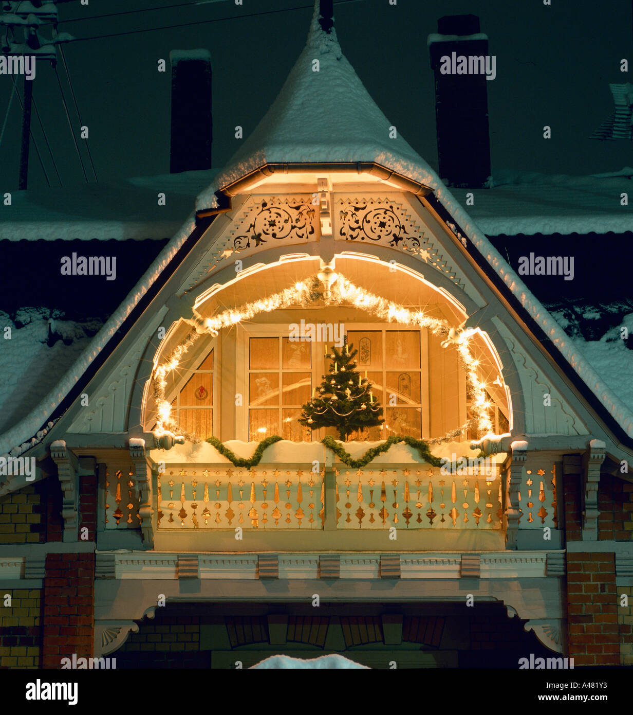 Gable with christmas decoration Stock Photo - Alamy