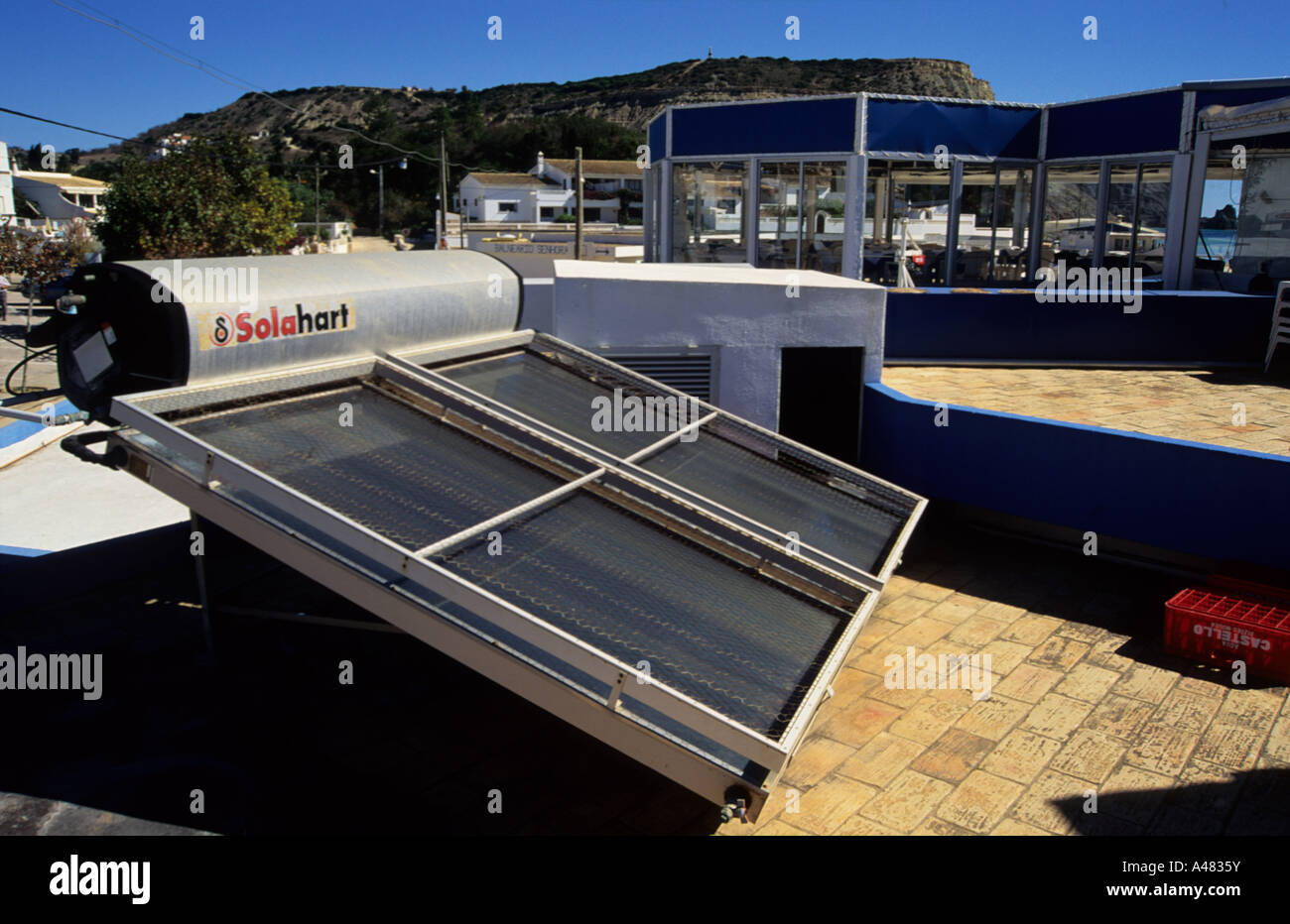 Solar panel on roof Portugal Europe Stock Photo - Alamy