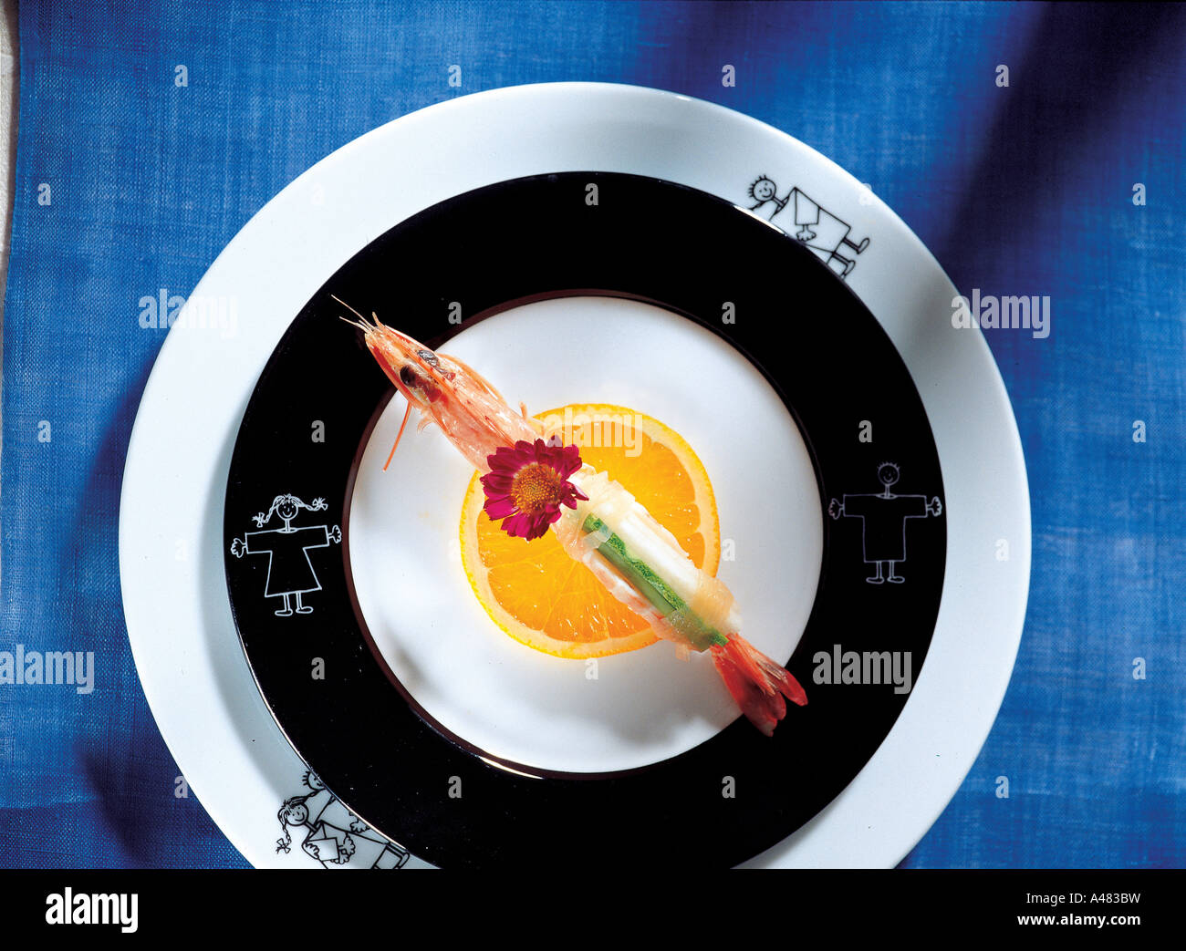 High angle view of a prawn in a plate Stock Photo - Alamy