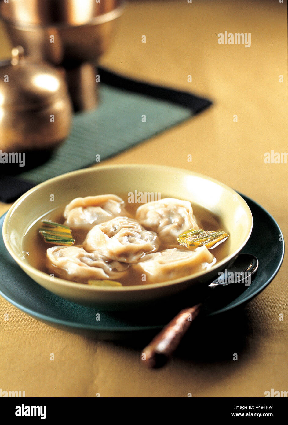 High angle view of a dumpling soup Stock Photo - Alamy