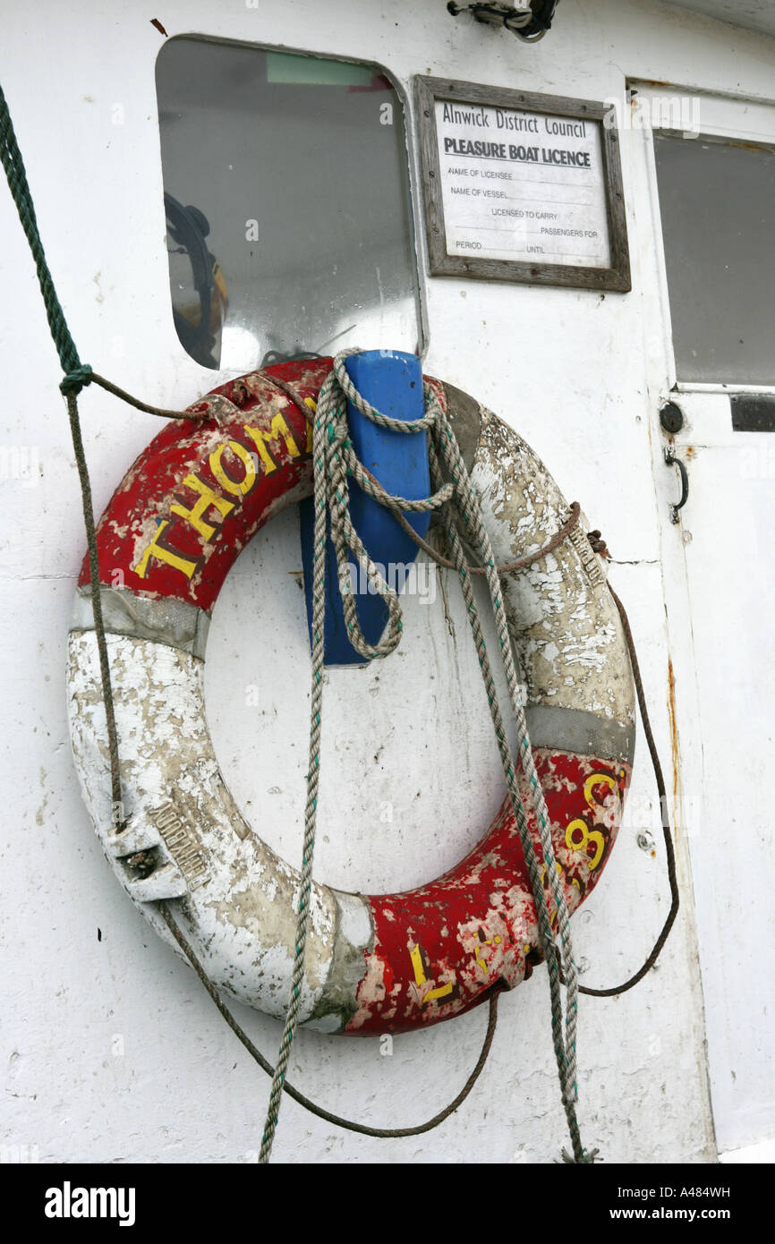 Lifebelt ring on a pleasure boat Stock Photo - Alamy