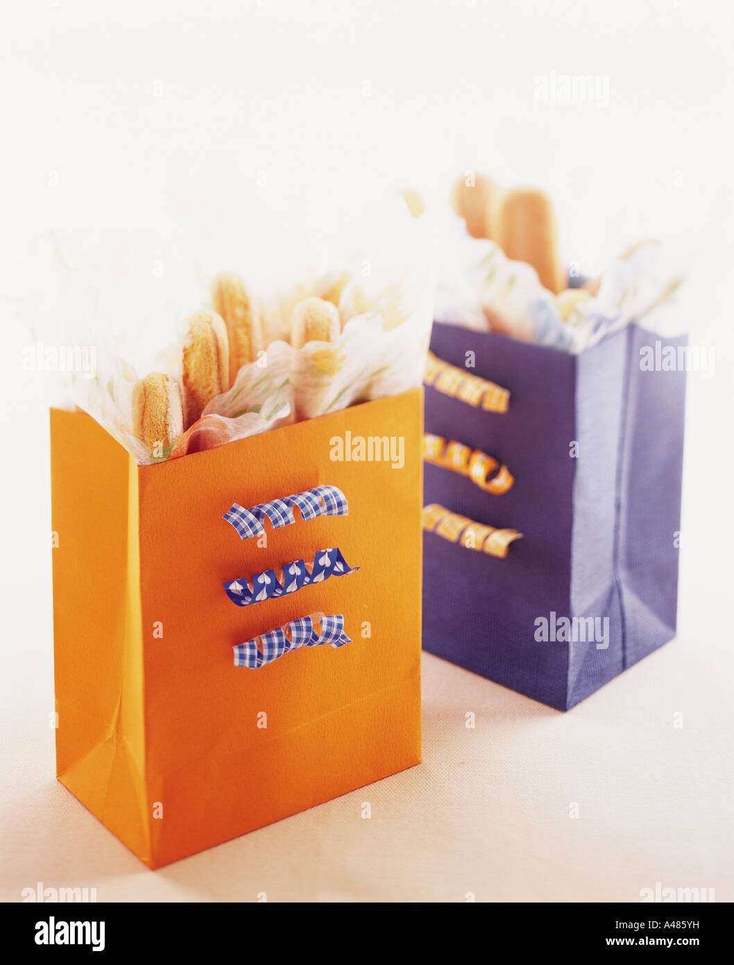 Close-up of cookies in paper bags Stock Photo - Alamy