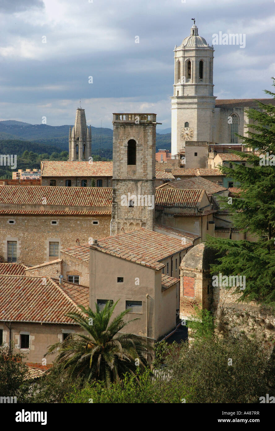 Panoramic view of Gerona from ancient city walls Girona Catalonia ...