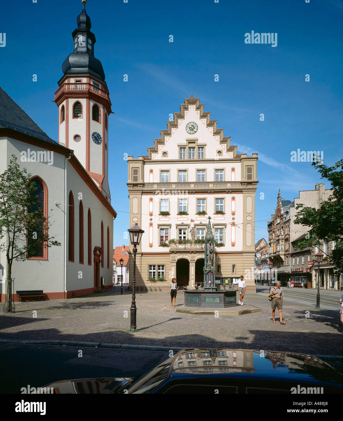 Cityhall / Townhall and Church / Durlach Stock Photo - Alamy