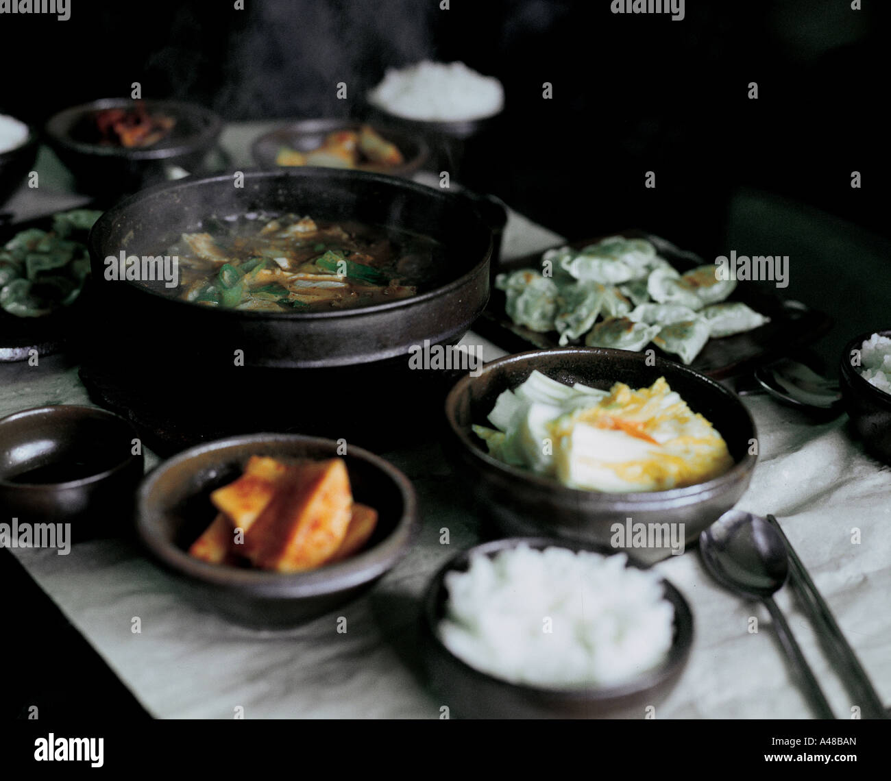 High angle view of a buffet Stock Photo - Alamy
