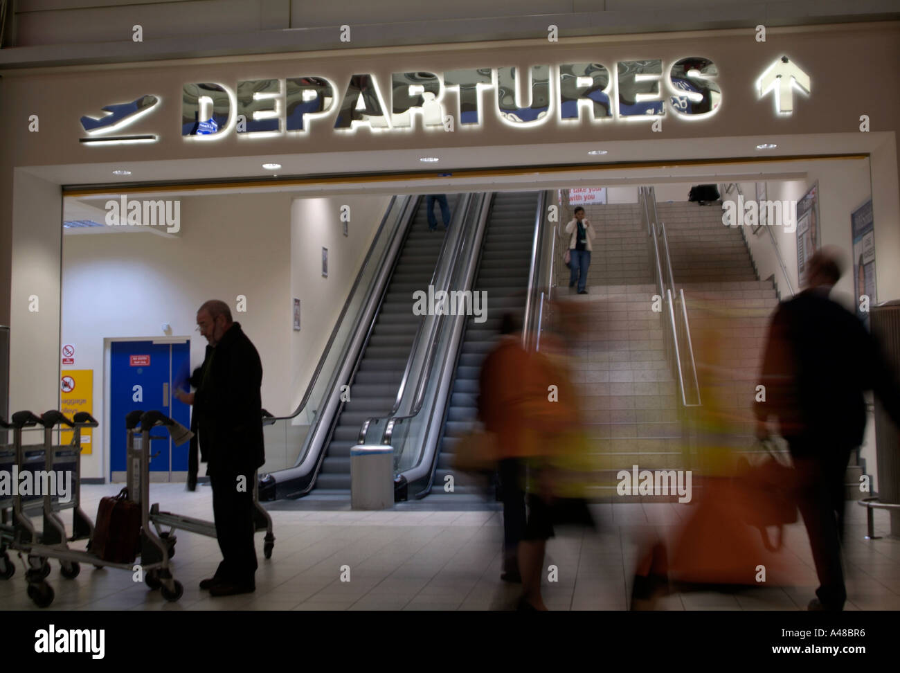 Stairs up to Luton Airport Departures Stock Photo - Alamy