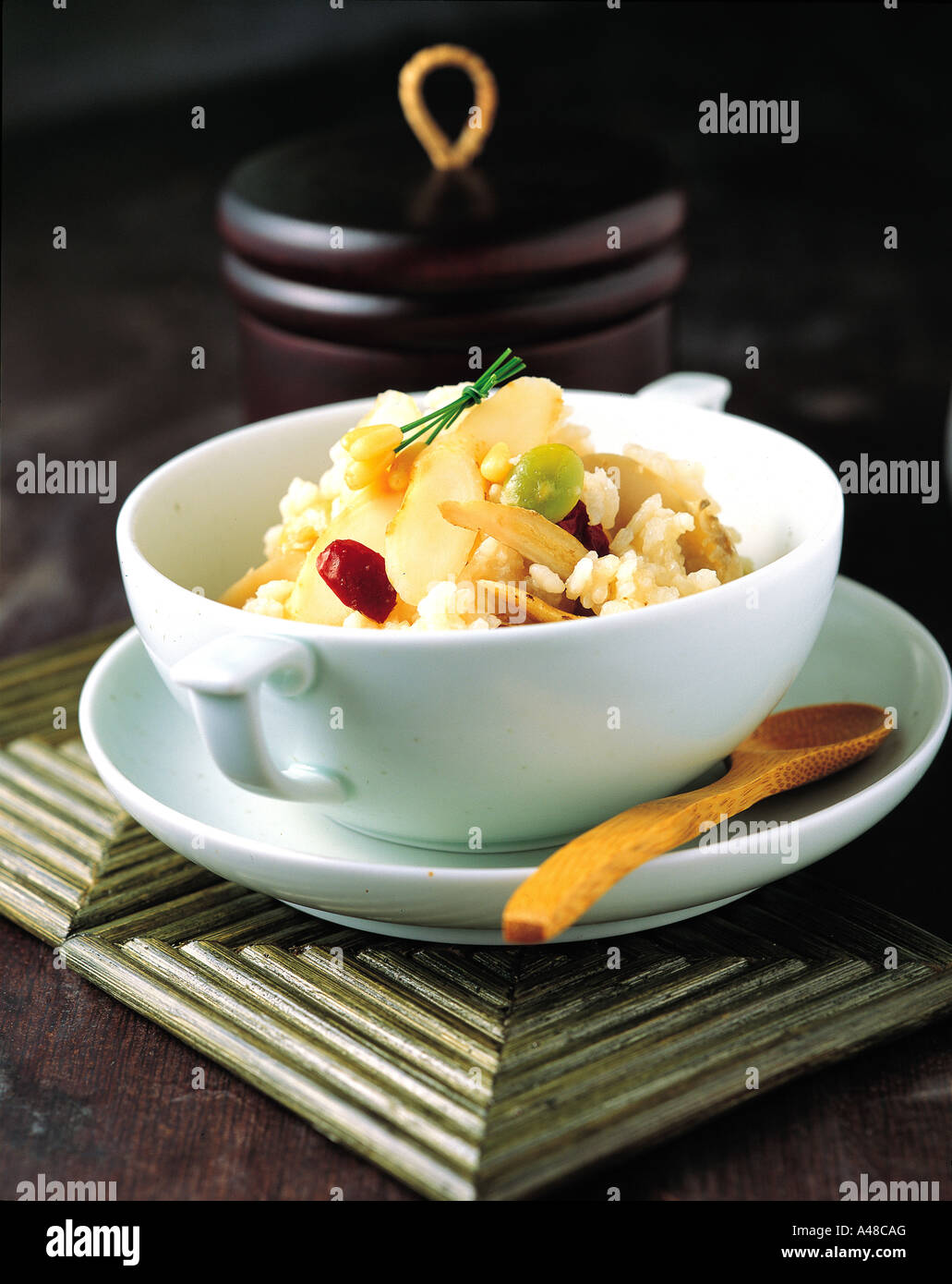 Close-up of a bowl of rice and vegetables Stock Photo - Alamy