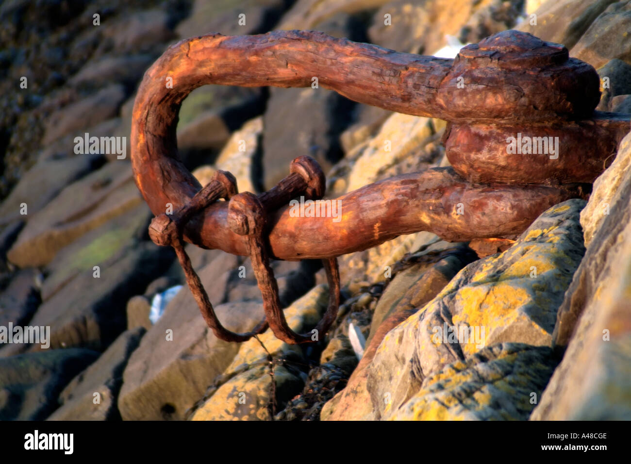 Old rusty shackles on the breakwater at Granton Harbour Edinburgh ...