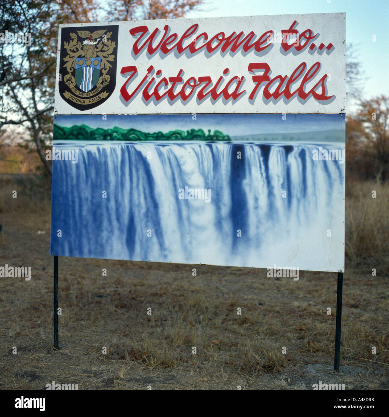 Sign at the Victoria Falls Stock Photo - Alamy