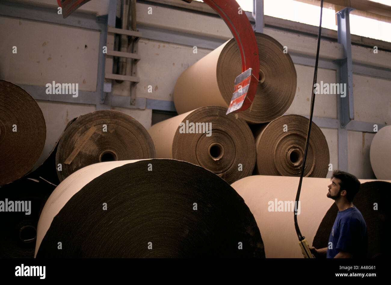 paper mill storage area for giant bales of paper Stock Photo - Alamy