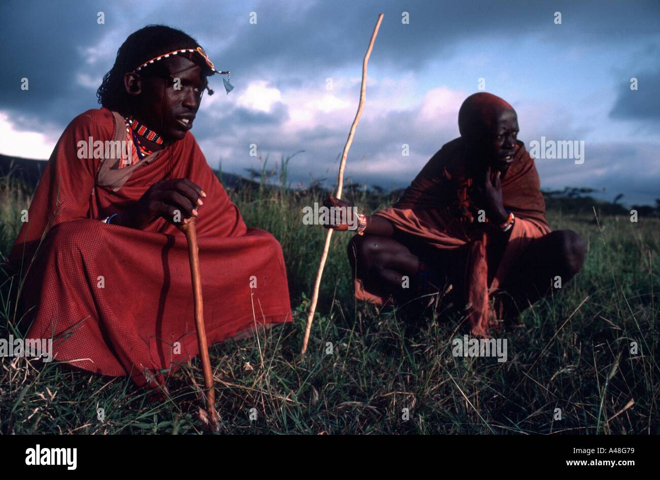 Masai boys in traditional costume before their coming of age initiation ...