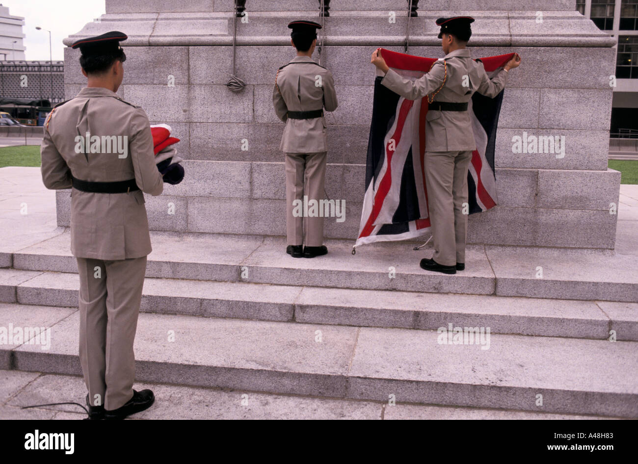 lowering the union jack a daily ritual which takes place at the ...