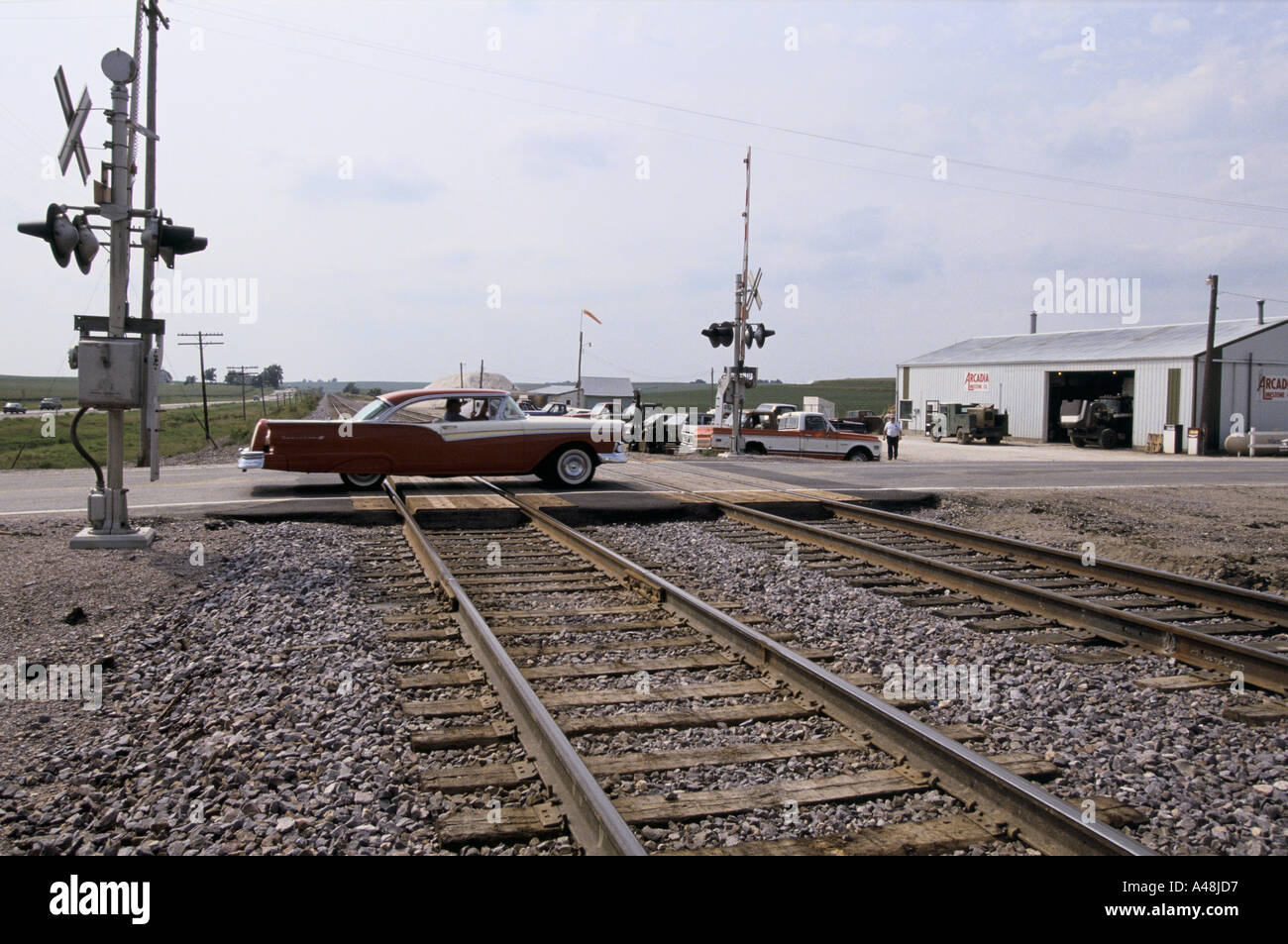 Union Pacific railway road crossing Illinois Iowa USA Stock Photo - Alamy