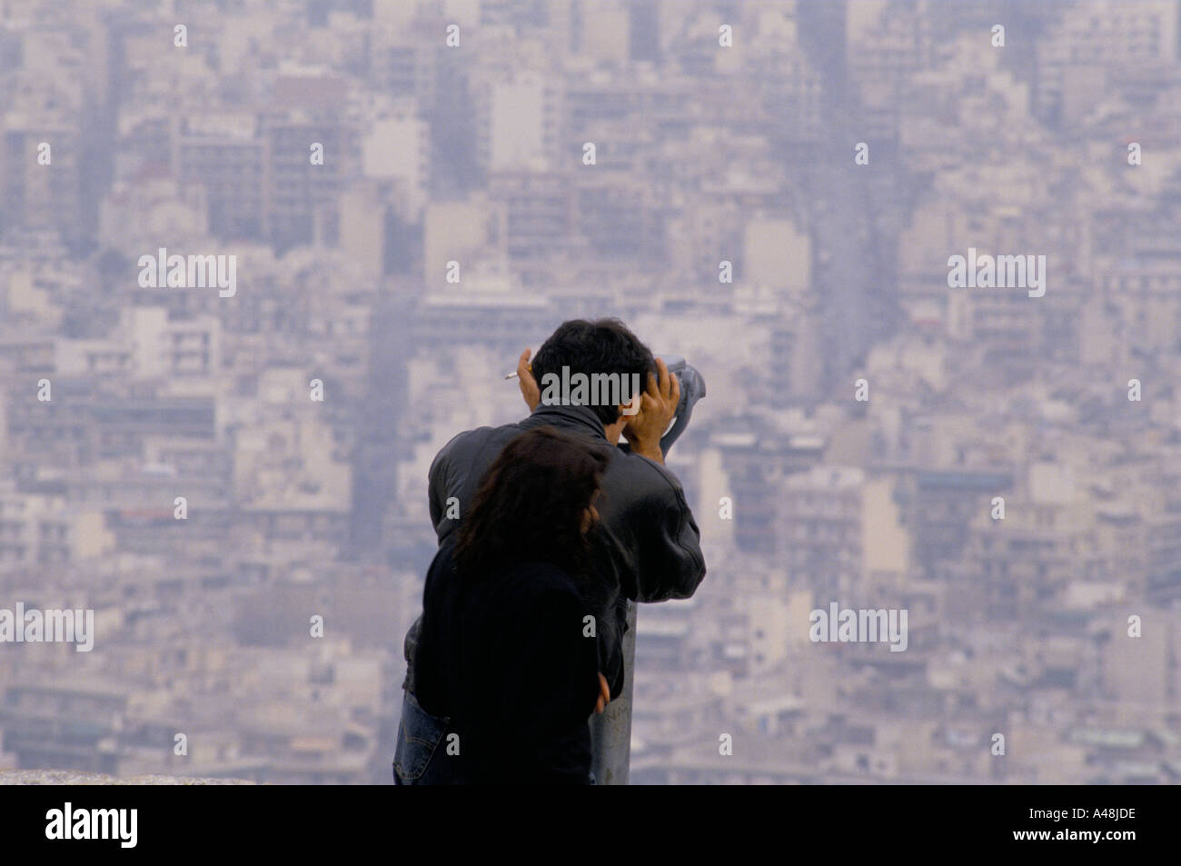 pollution over athens greece Stock Photo - Alamy