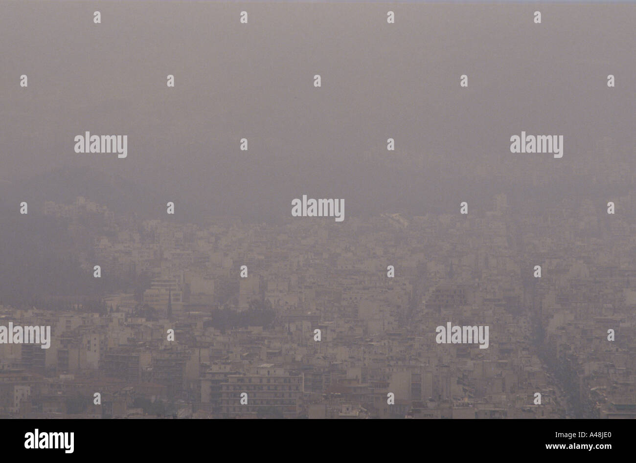 pollution over athens greece Stock Photo - Alamy