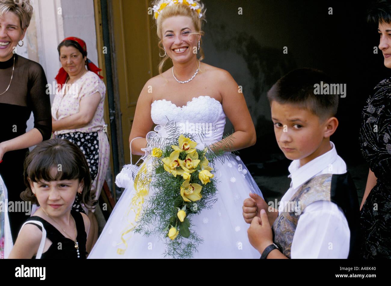 transylvania romania bride in white wedding dress standing smiling ...