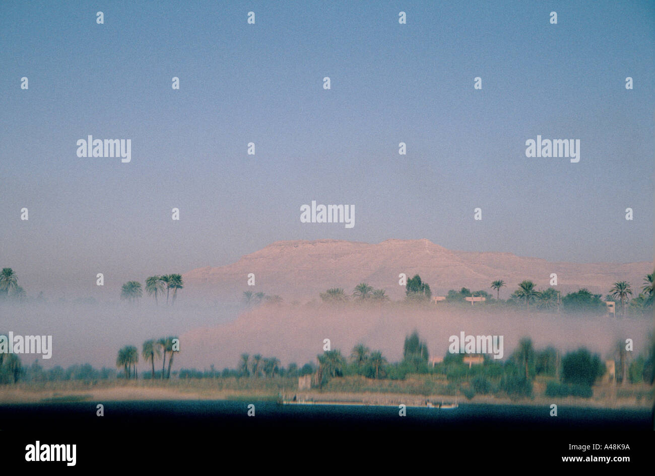 Optical illusion of a mirage due to heat haze over the desert Stock ...