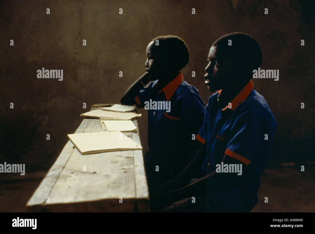 Two masai boys in a makeshift classroom , Magadi , Kenya Stock Photo ...
