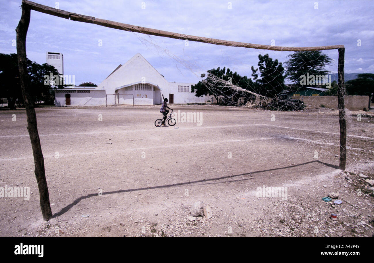 Dirt football pitch on outskirts of port au prince haiti Stock Photo ...