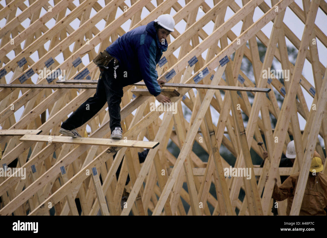 Prefabricated roof trusses hi-res stock photography and images - Alamy