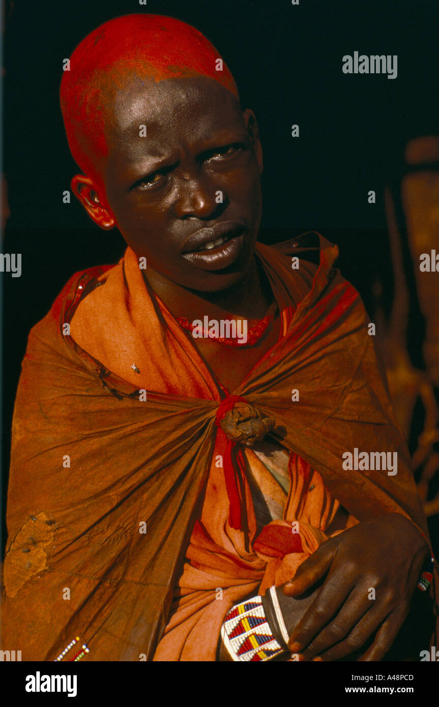 Teenage masai boy during initiation as a warrior. Ngong Hills Nairobi ...