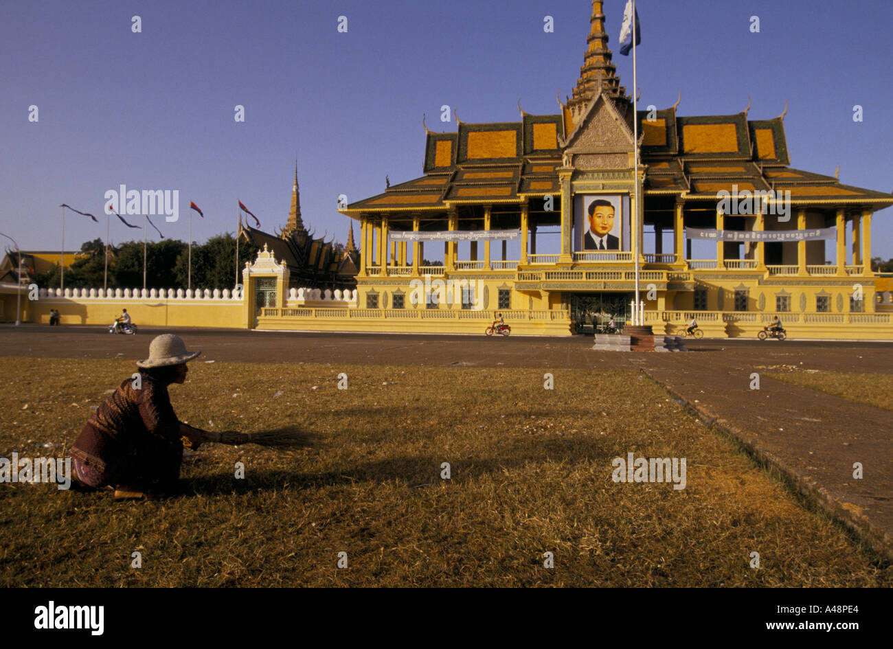 A portrait of prince sihanouk on the side of one of his palaces in ...