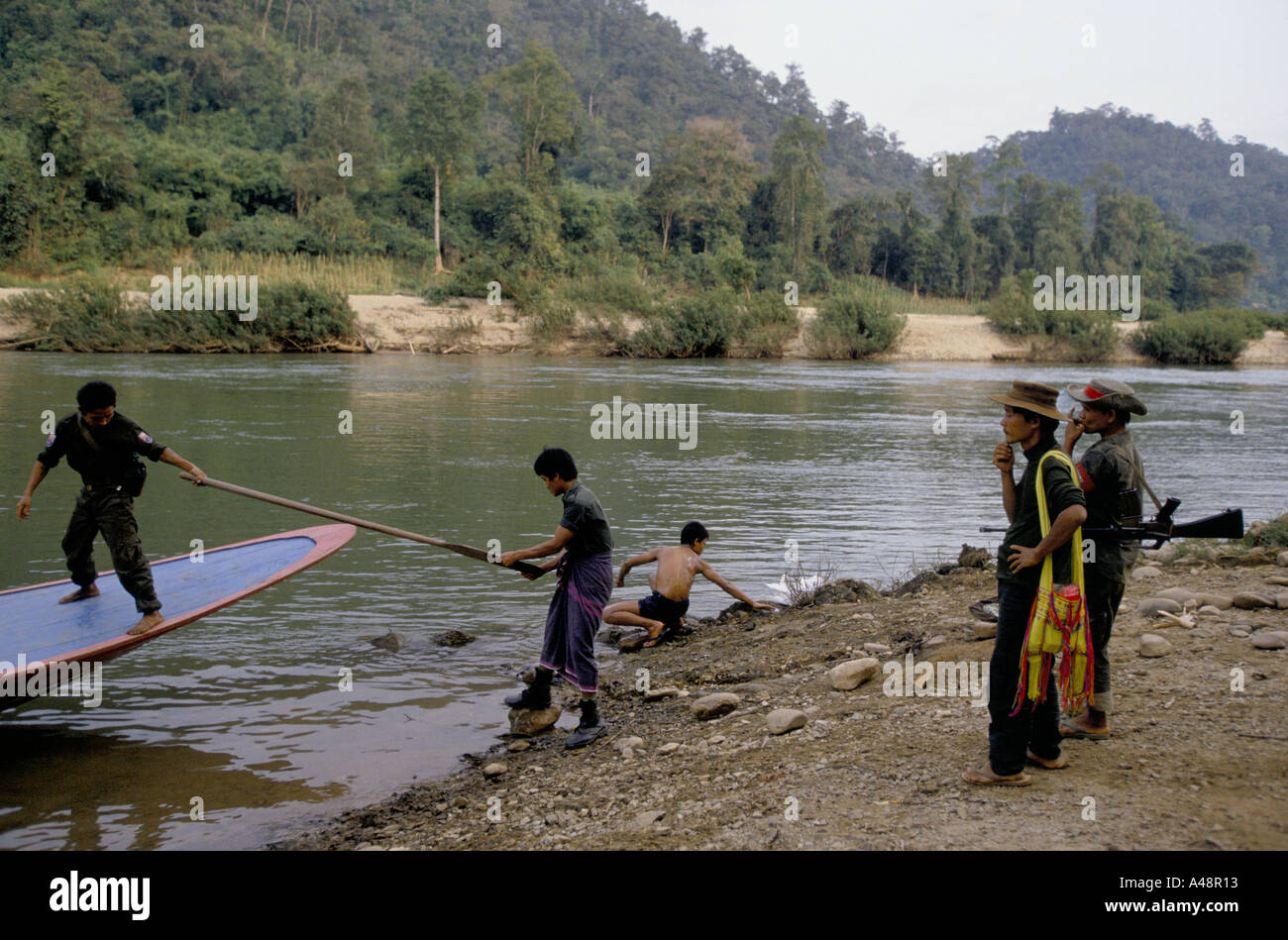 karen soldiers at their jungle camp on the river moei .manerplaw burma ...