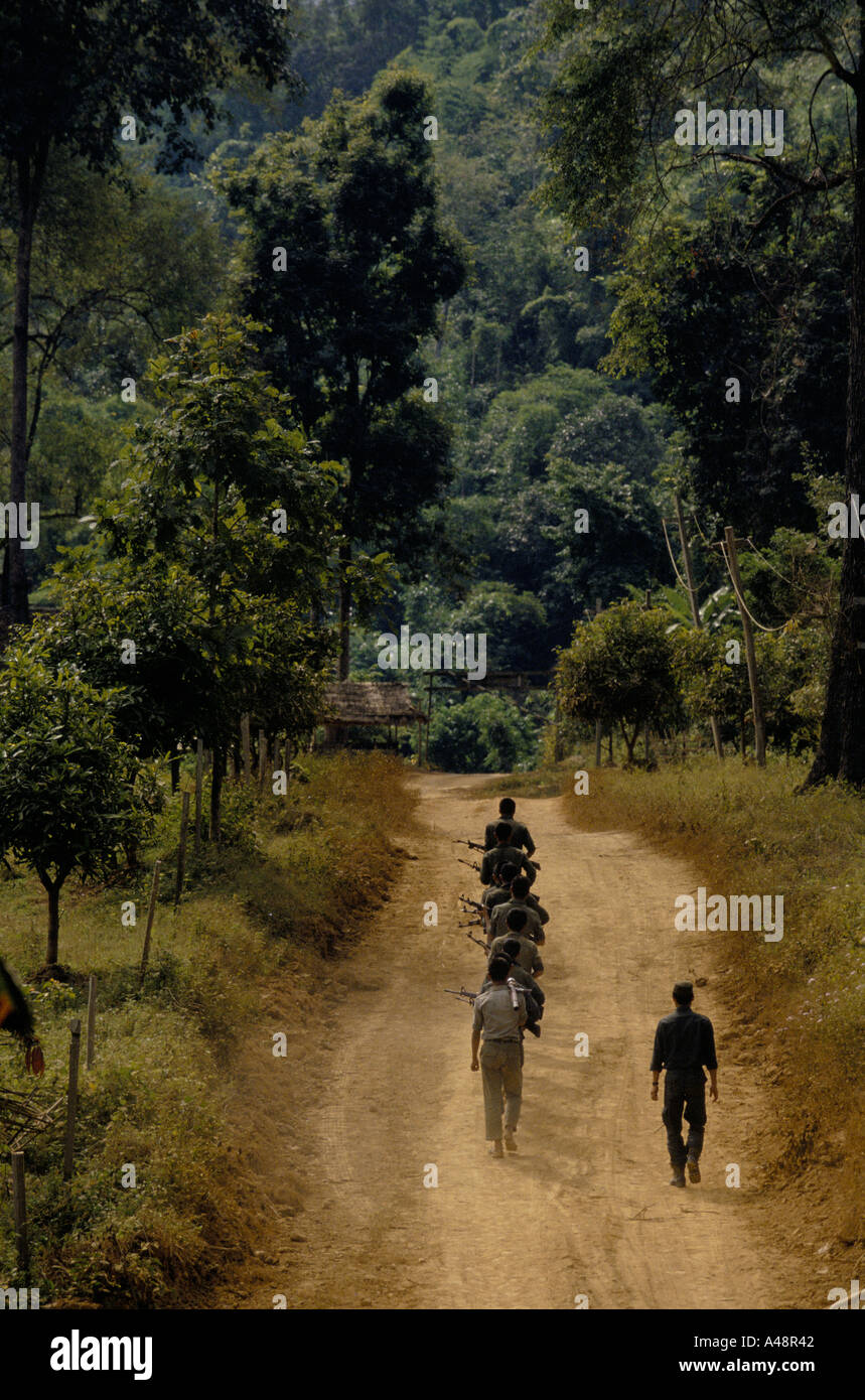 karen rebels . manerplaw burma. group of recruits on patrol Stock Photo ...