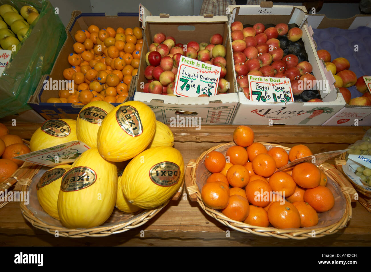 Various fruits from a British market stall Stock Photo - Alamy