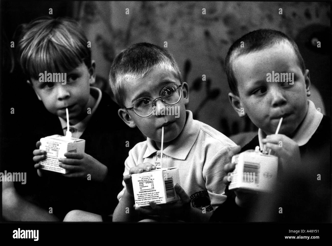 Child drinking milk school Black and White Stock Photos & Images - Alamy