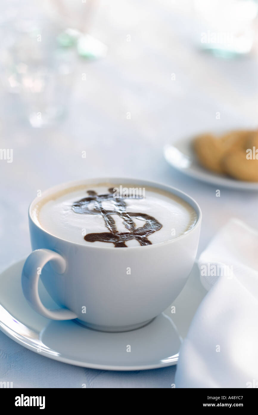 Dollar Sign Shape in Coffee Drink Stock Photo - Alamy