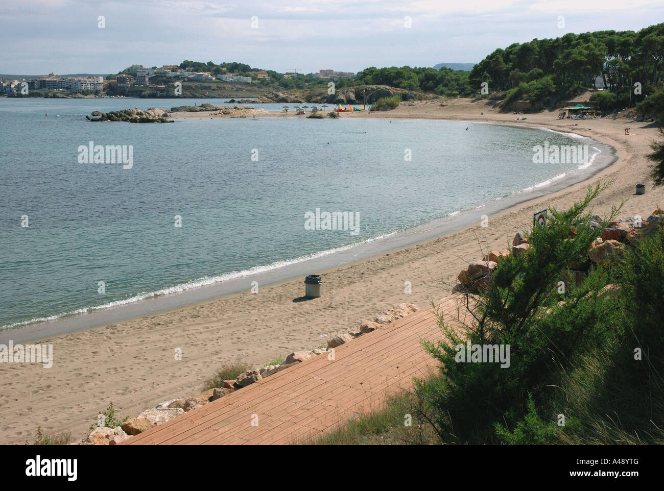 Panoramic view of seafront & beach Golfo de Rosas Girona Gerona ...