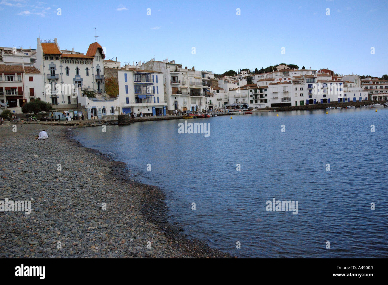 Panoramic view of seafront of Cadaques Cadaqués Girona Gerona Catalonia ...