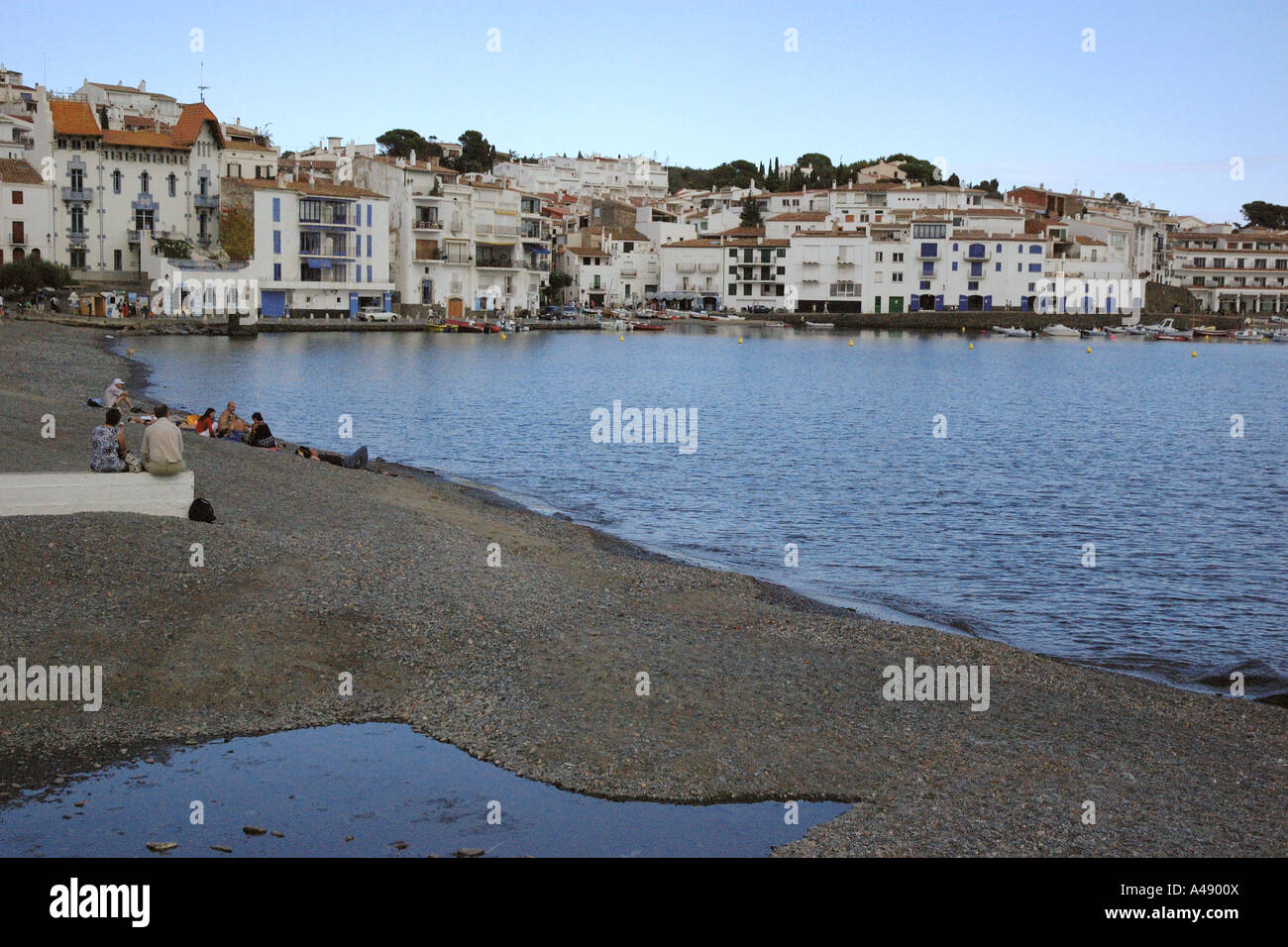 Panoramic view of seafront of Cadaques Cadaqués Girona Gerona Catalonia ...