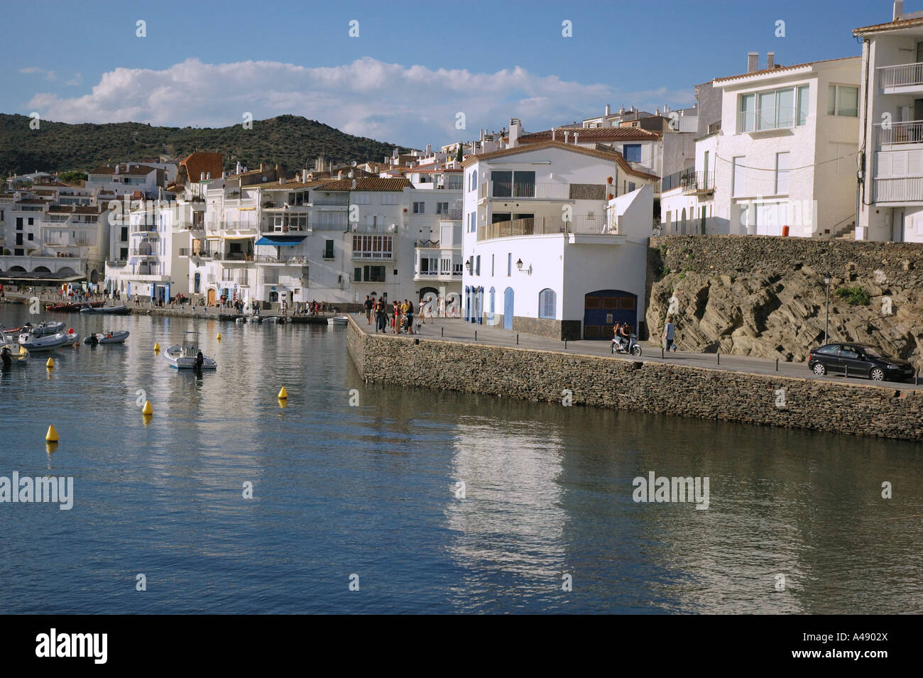 Panoramic view of seafront of Cadaques Cadaqués Girona Gerona Catalonia ...