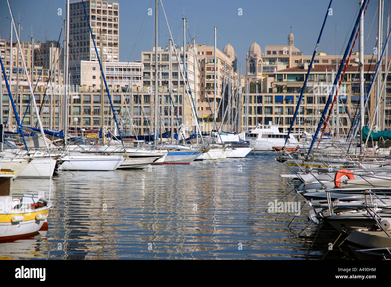 Panoramic view of seashore & Vieux Port Marseille Old Provence Southern ...