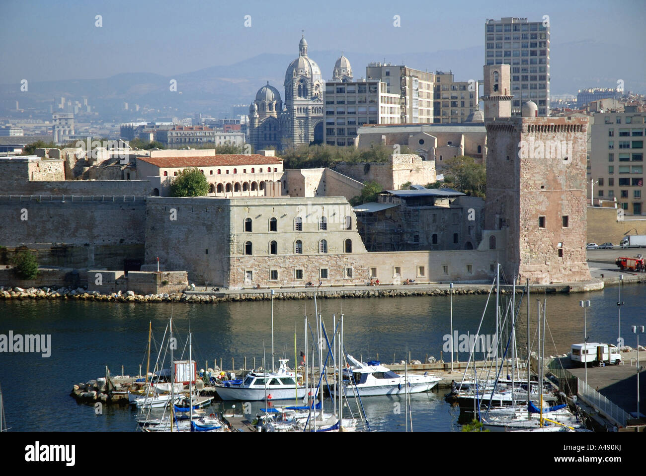 Panoramic view of seashore & Vieux Port Marseille Old Provence Southern ...