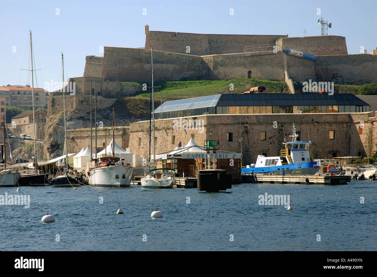 Panoramic view of seafront & Vieux Port Marseille Old Provence Southern ...