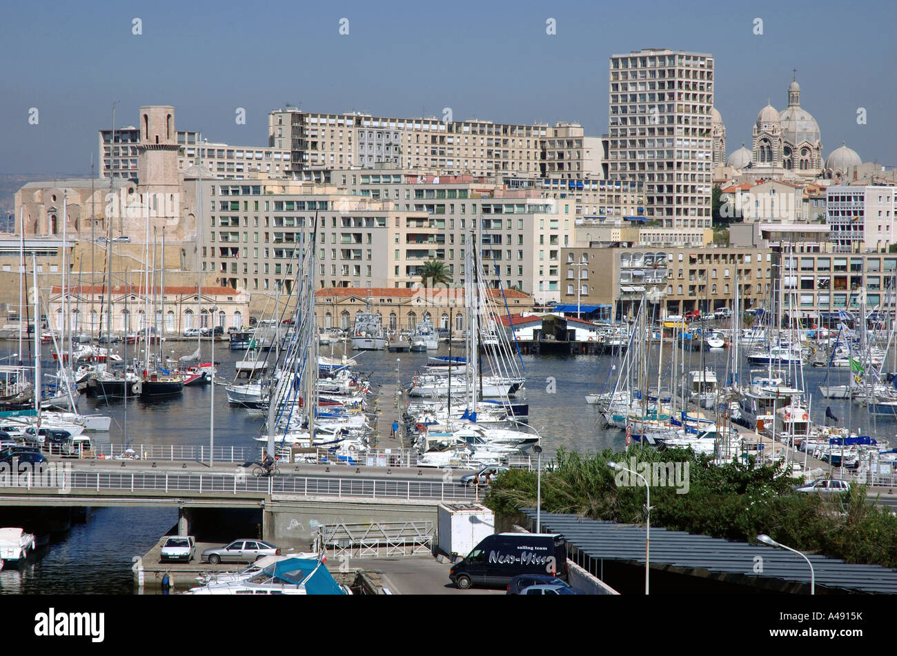Panoramic view of seashore & Vieux Port Marseille Old Provence Southern ...