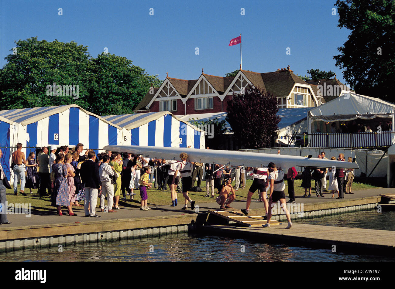 Henley Royal Regatta rowing crew Leander club at Henley on Thames Stock ...