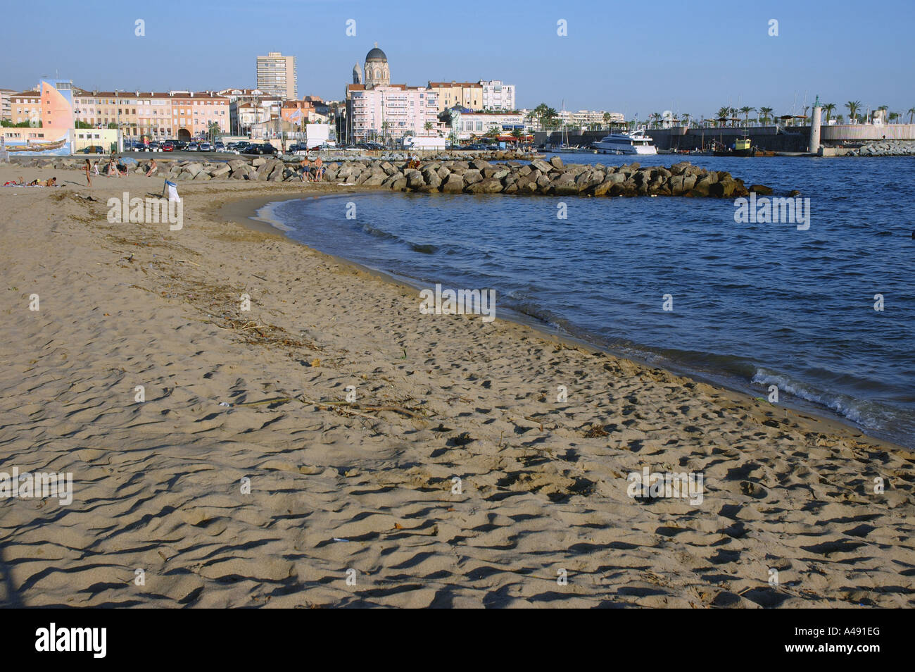 Panoramic view of seafront & beach of St Raphael Côte D'Azur Saint San ...
