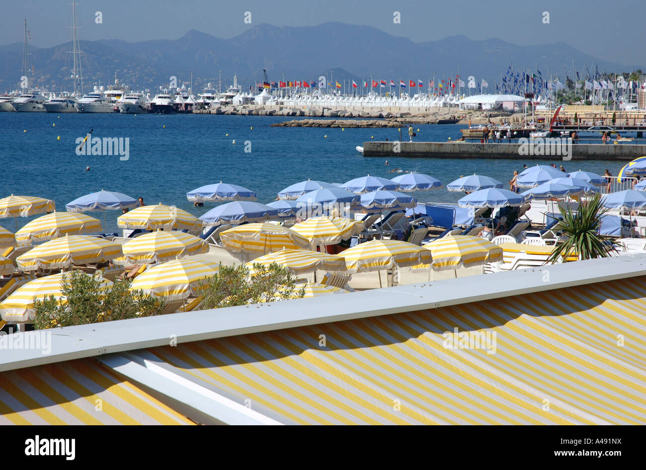 Panoramic view of seafront & beach outskirts of Cannes Côte D'Azur Cote ...