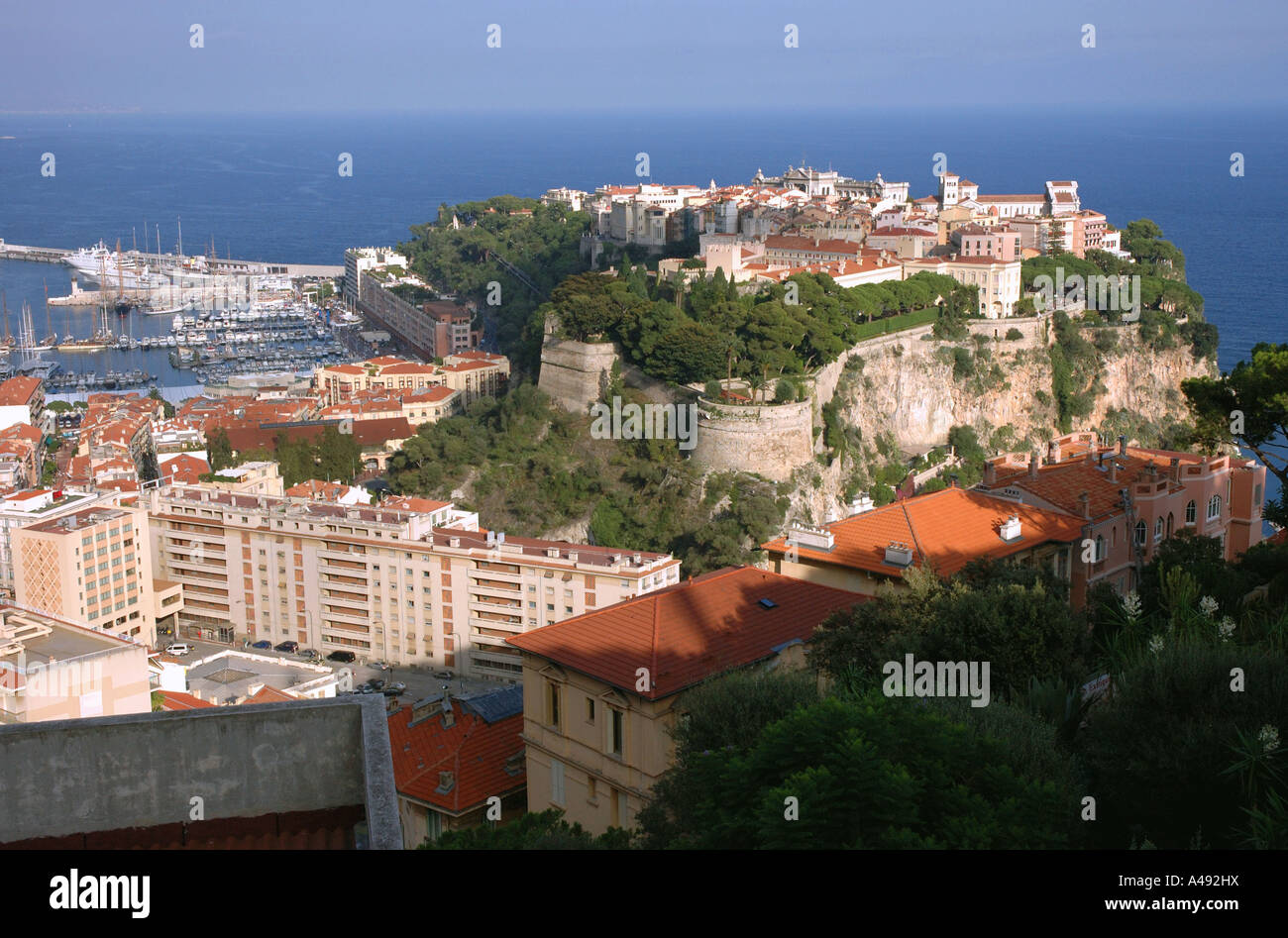 Panoramic view of seafront of Monte Carlo Montecarlo Monaco Côte D'Azur ...