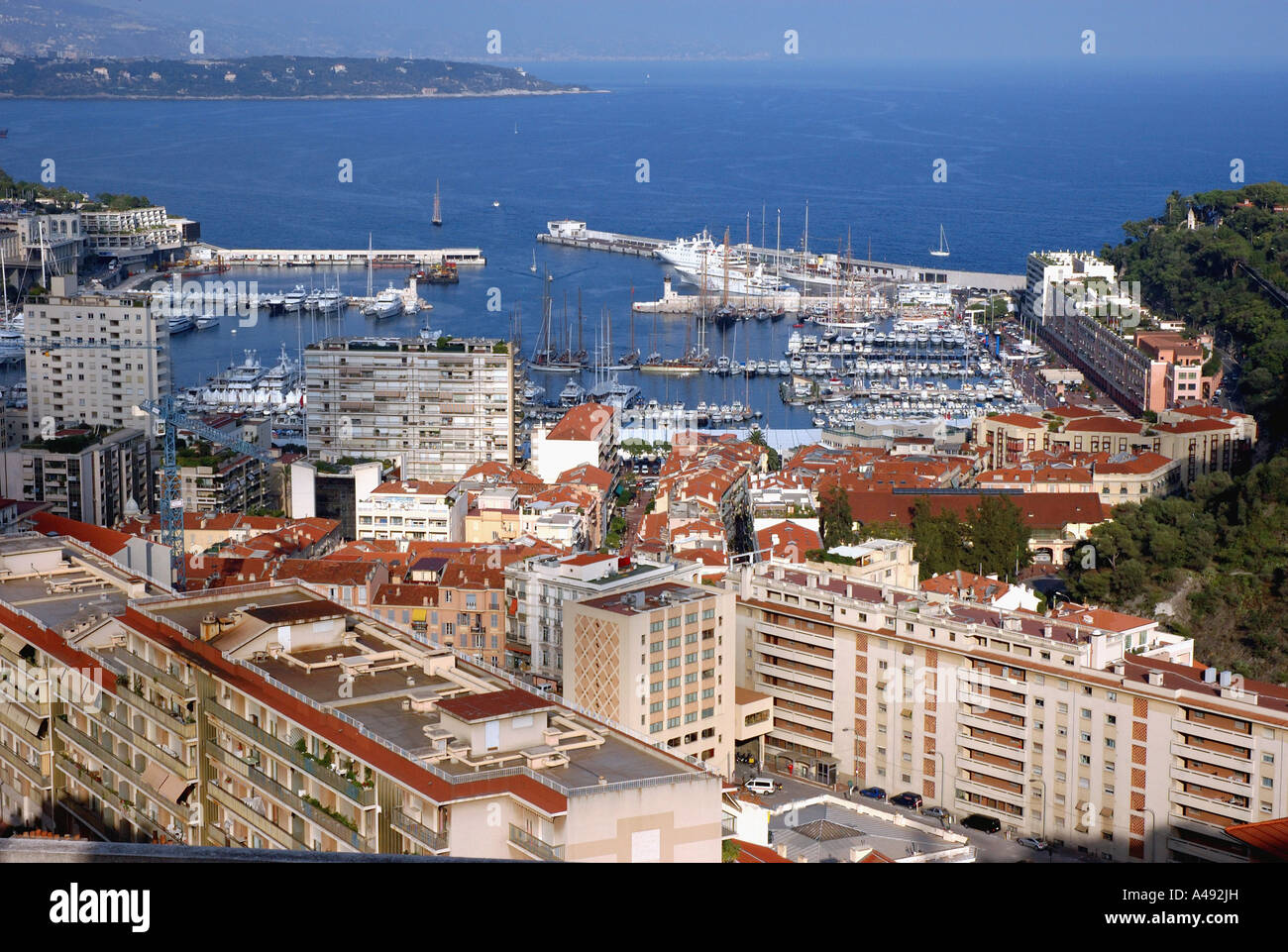 Panoramic view of seafront of Monte Carlo Montecarlo Monaco Côte D'Azur ...