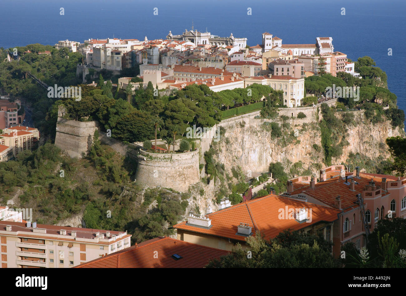 Panoramic view of seafront of Monte Carlo Montecarlo Monaco Côte D'Azur ...